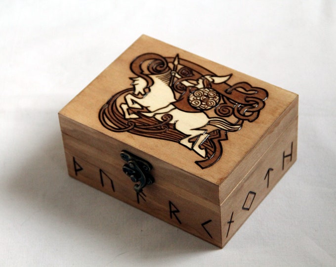 Valkyrie Wooden Box Carved With Viking Patterns | Etsy