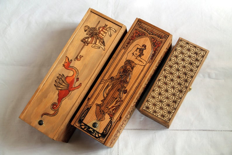 Wooden Box Carved With Asian Pattern: Geometrical Japanese | Etsy