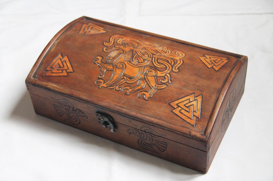 Vintage Box Carved With Viking Patterns Like Dragon and Runes - Etsy