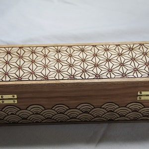 Wooden Box Carved With Asian Pattern: Geometrical Japanese Design - Etsy
