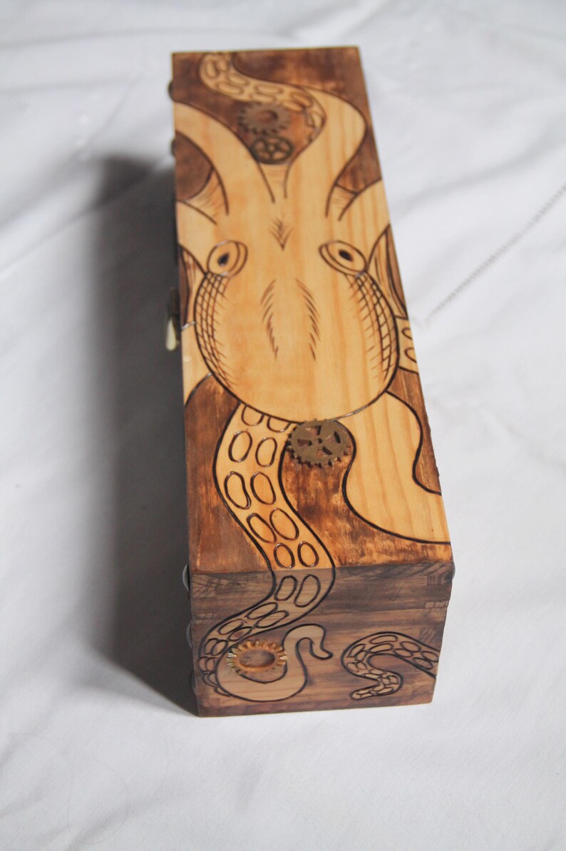 Vintage Wooden Box Carved in Steampunk Style With Octopus Pattern - Etsy