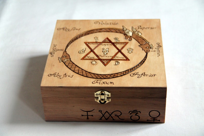 Wooden Box With Compartments Carved With Alchemy Patterns Like - Etsy