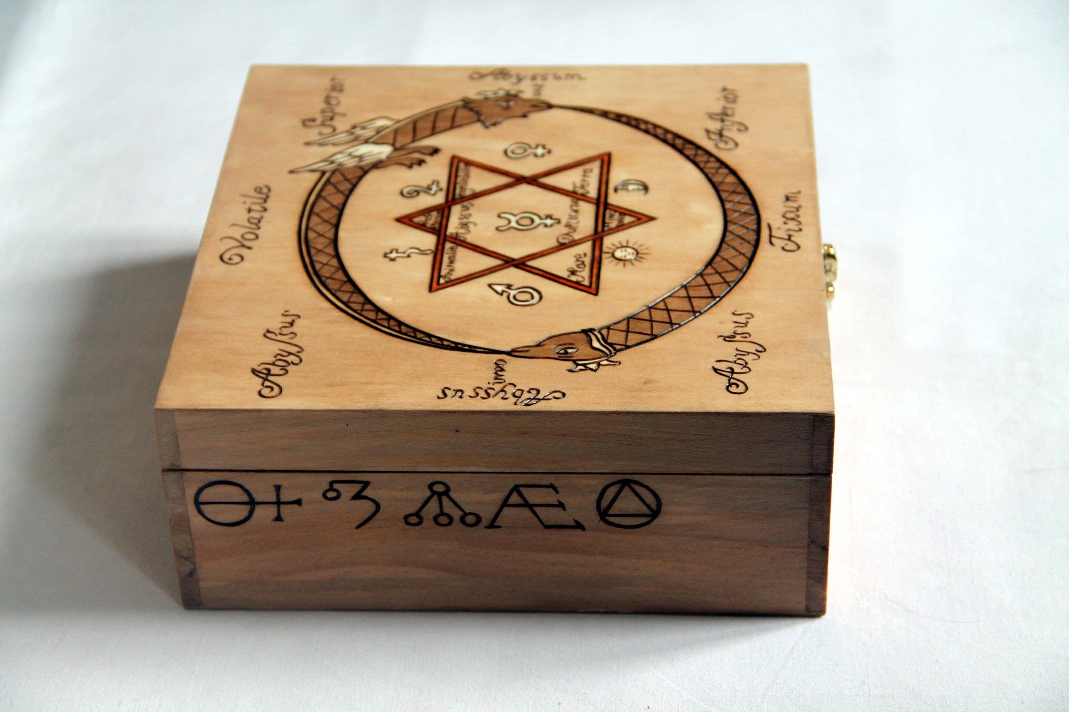 Wooden Box With Compartments Carved With Alchemy Patterns Like - Etsy