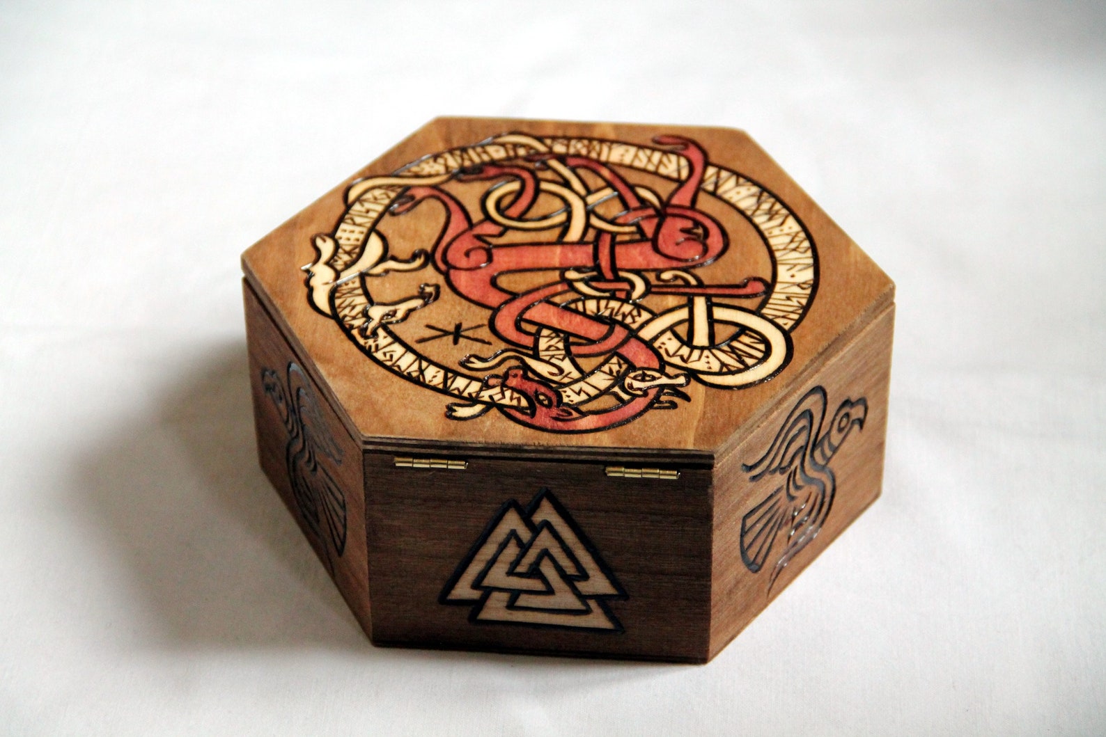 Wooden Box Carved With Viking Patterns: Dragon and Runes - Etsy
