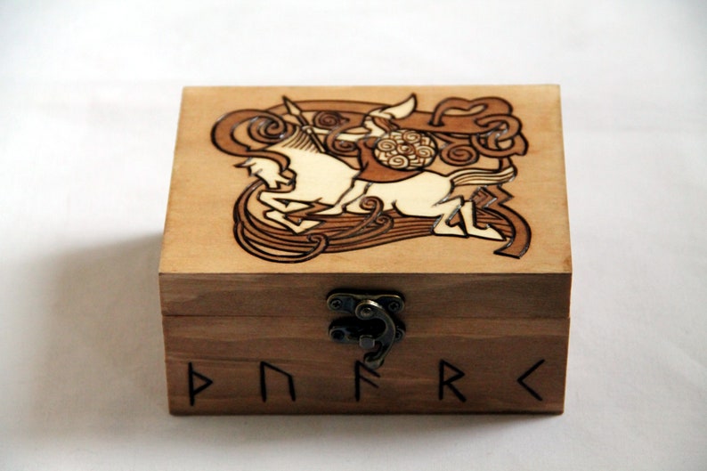 Valkyrie Wooden Box Carved With Viking Patterns - Etsy