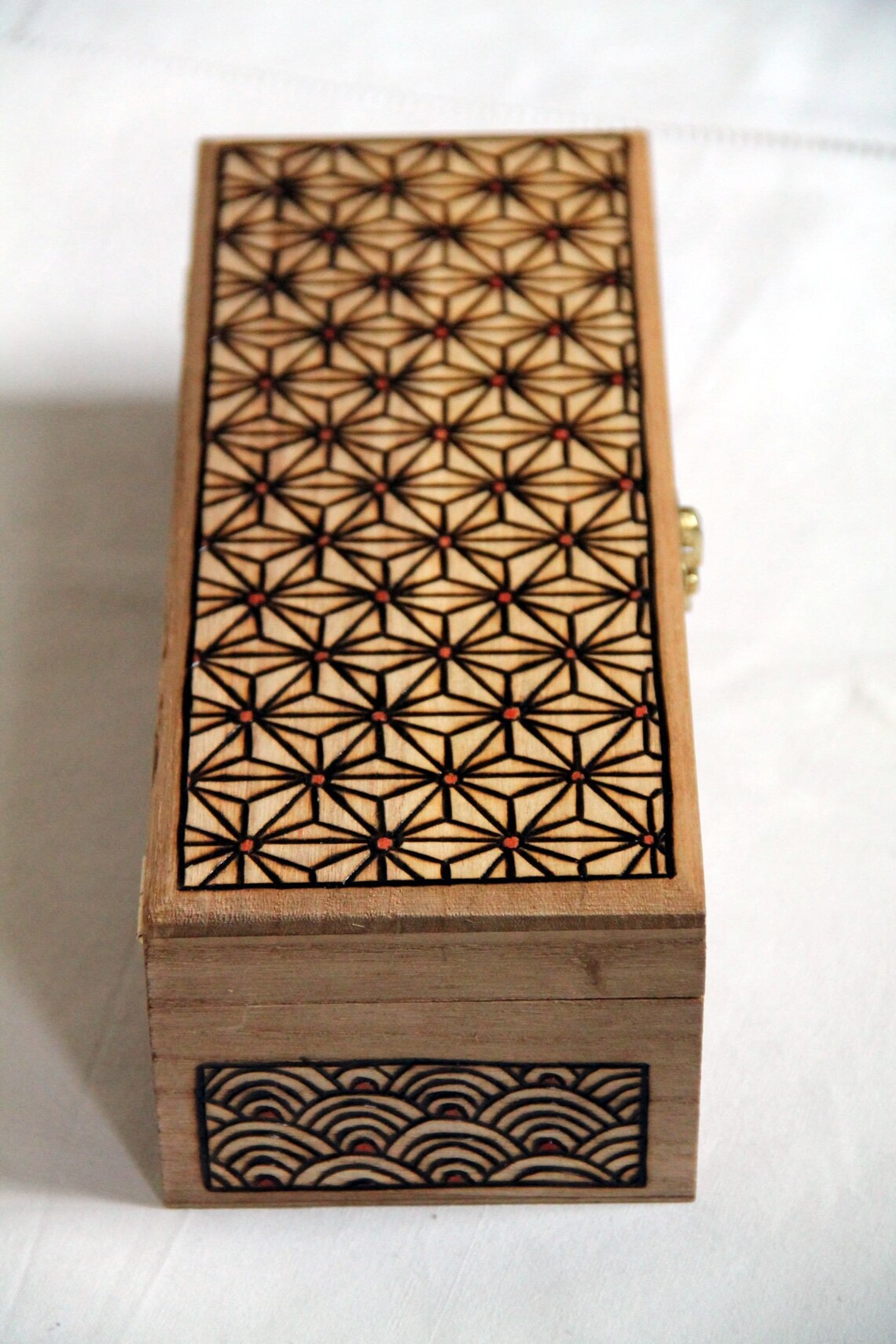 Wooden Box Carved With Asian Pattern: Geometrical Japanese | Etsy