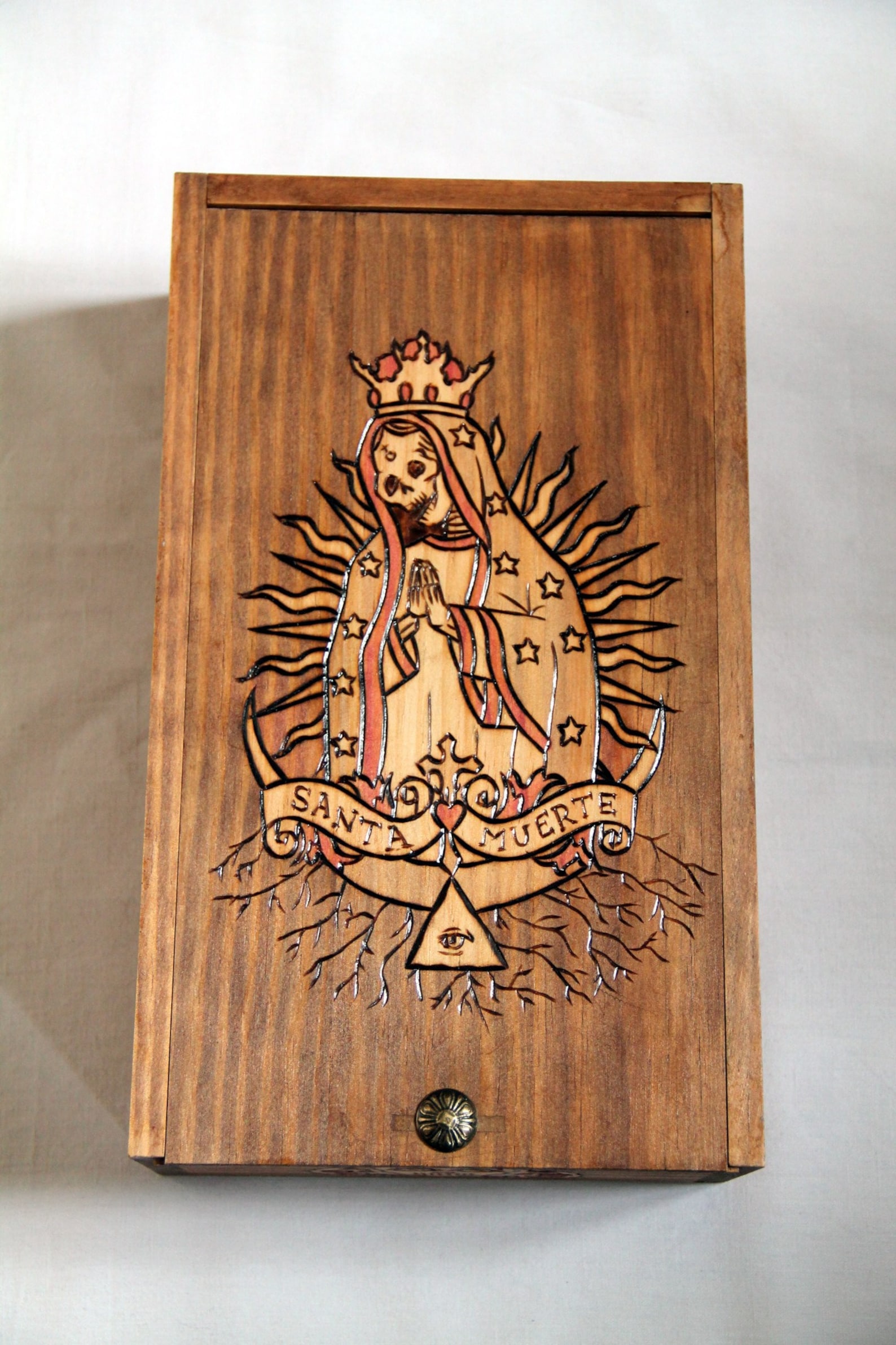 Wooden Box Carved With Santa Muerte Patterns | Etsy