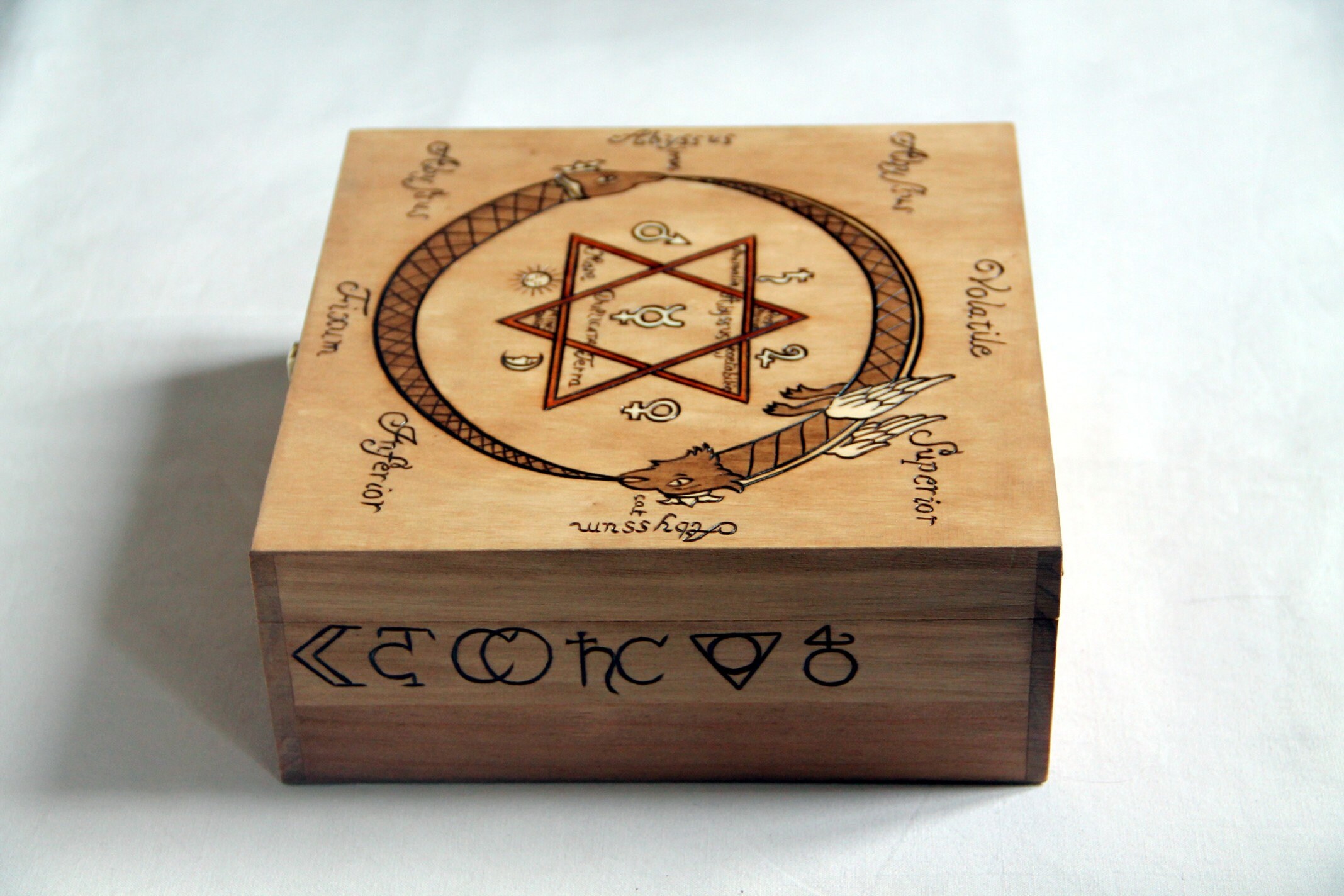 Wooden Box With Compartments Carved With Alchemy Patterns Like - Etsy