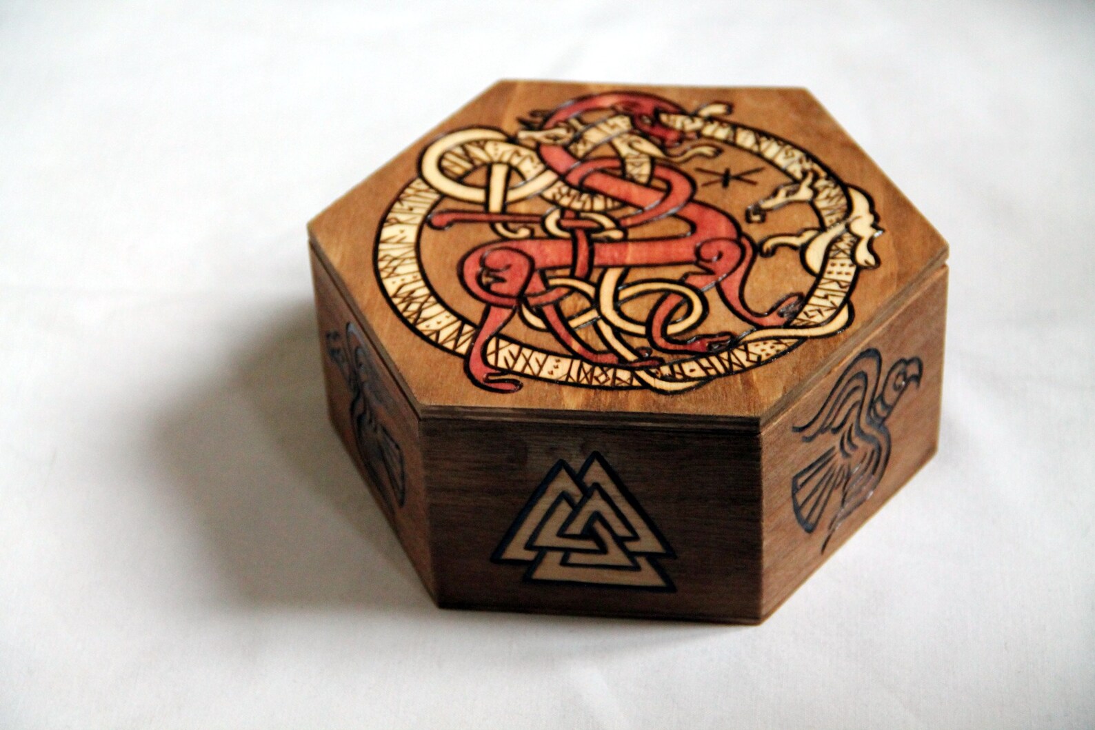 Wooden Box Carved With Viking Patterns: Dragon and Runes - Etsy