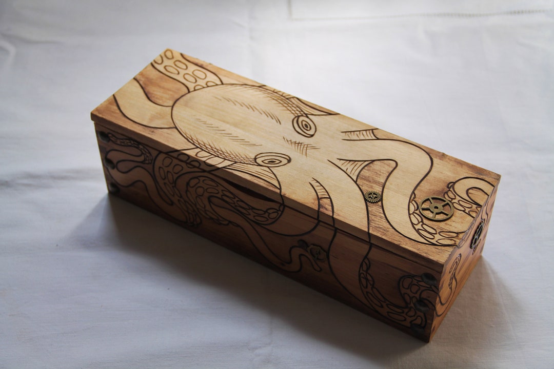 Vintage Wooden Box Carved in Steampunk Style With Octopus Pattern - Etsy