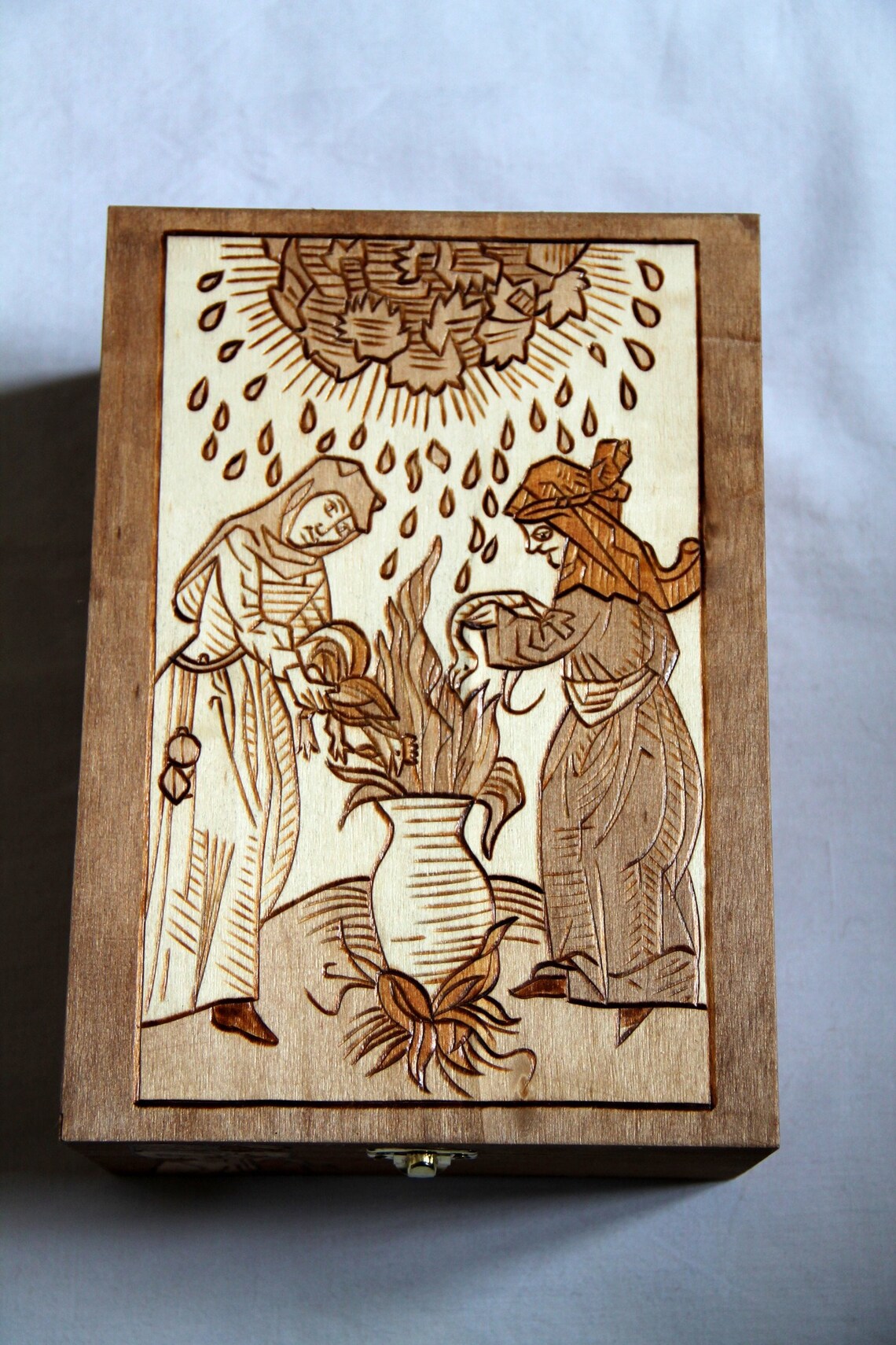 Wooden Witches Box Engraved With Medieval Patterns Depicting | Etsy