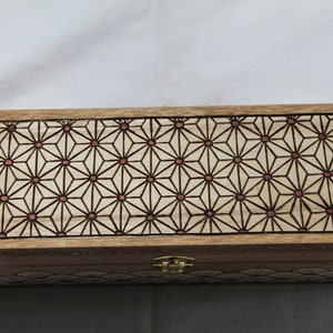 Wooden Box Carved With Asian Pattern: Geometrical Japanese Design - Etsy