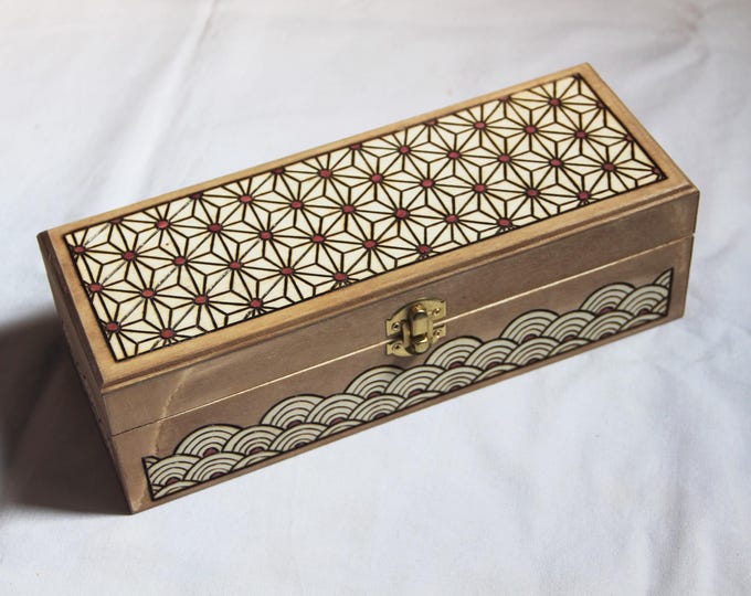 Wooden Box Carved With Asian Pattern: Geometrical Japanese Design - Etsy
