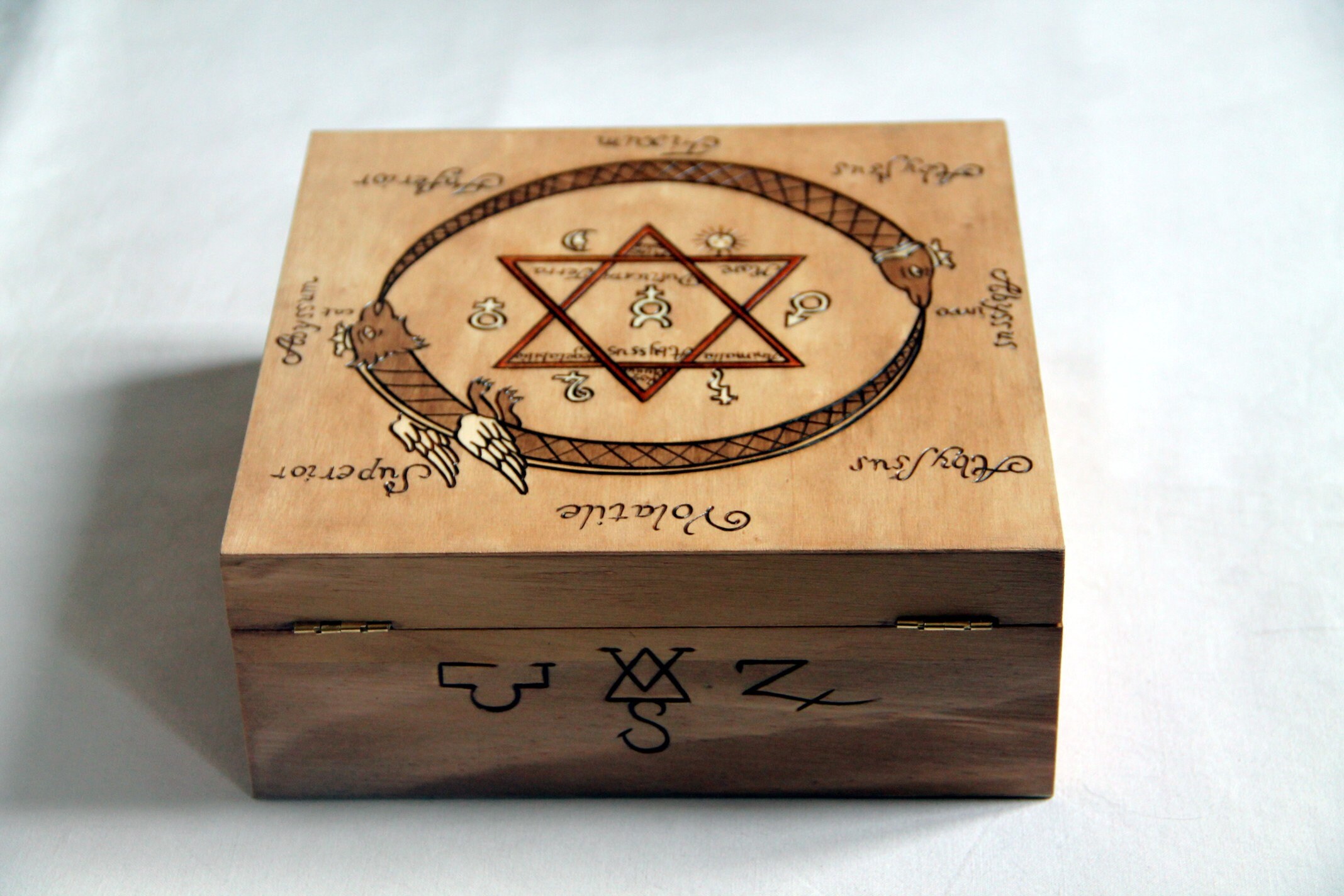 Wooden Box With Compartments Carved With Alchemy Patterns Like - Etsy