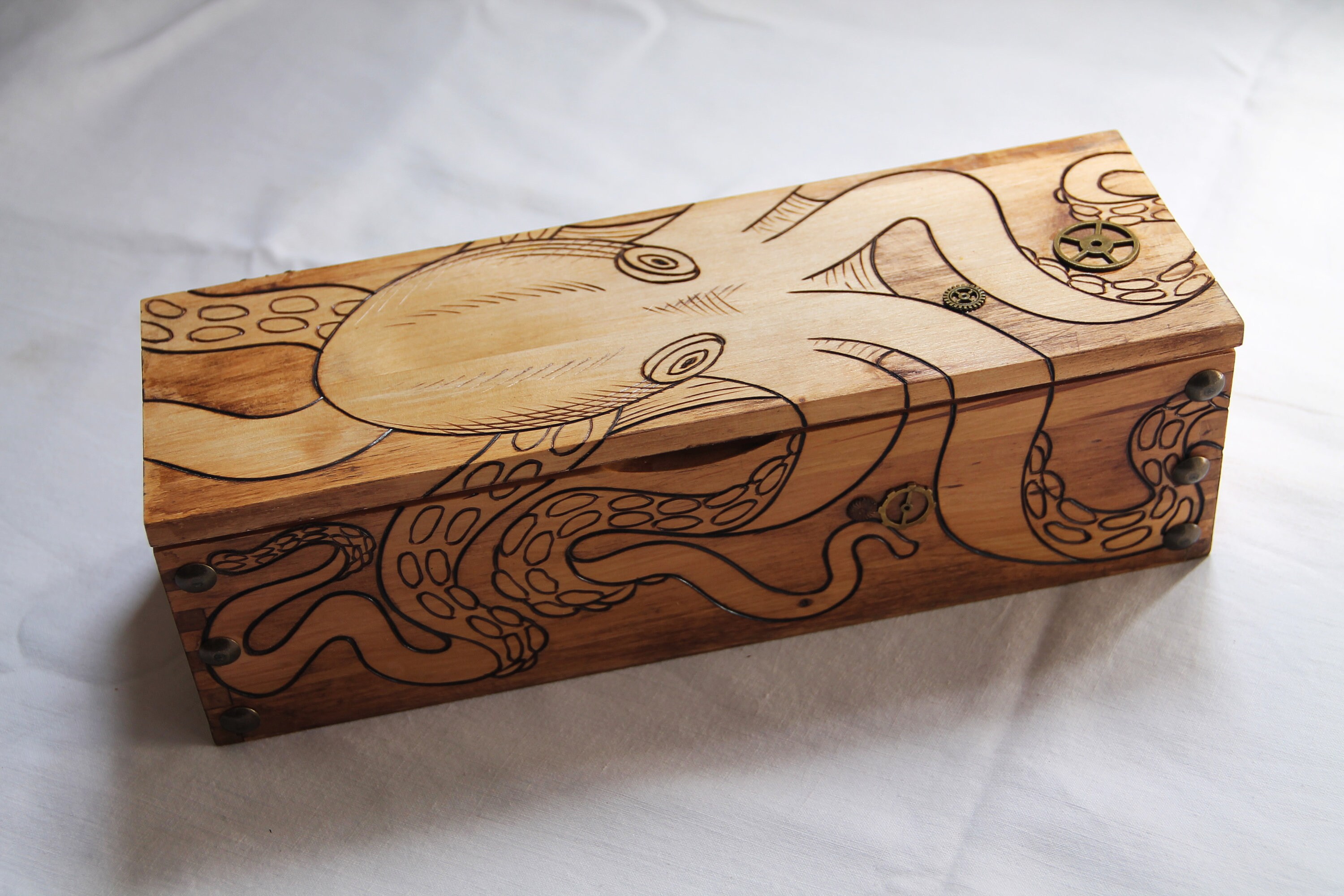 Vintage Wooden Box Carved in Steampunk Style With Octopus - Etsy