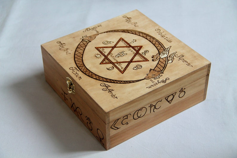 Wooden Box With Compartments Carved With Alchemy Patterns Like - Etsy