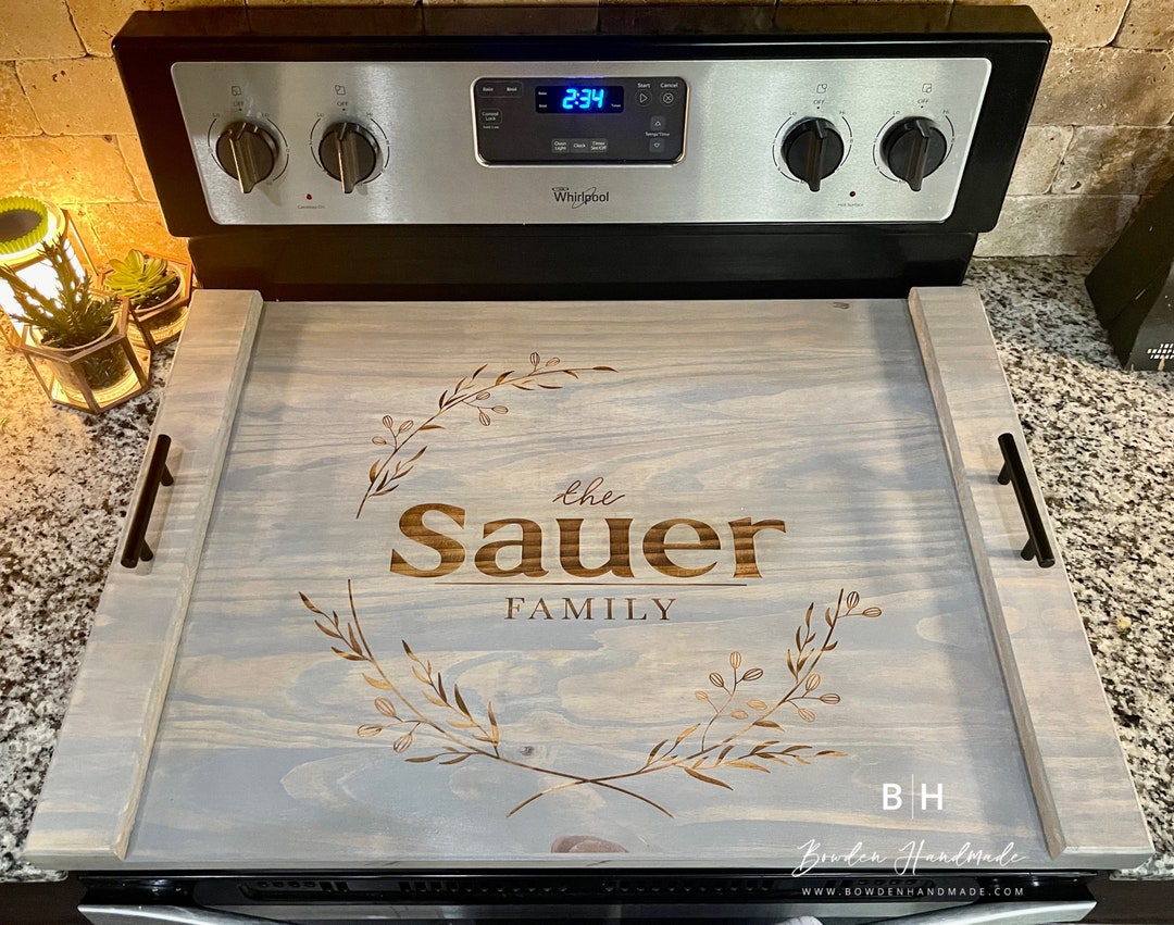 Laser ENGRAVED Wood Stove Cover | Noodle Boards | Electric Stove Burner ...
