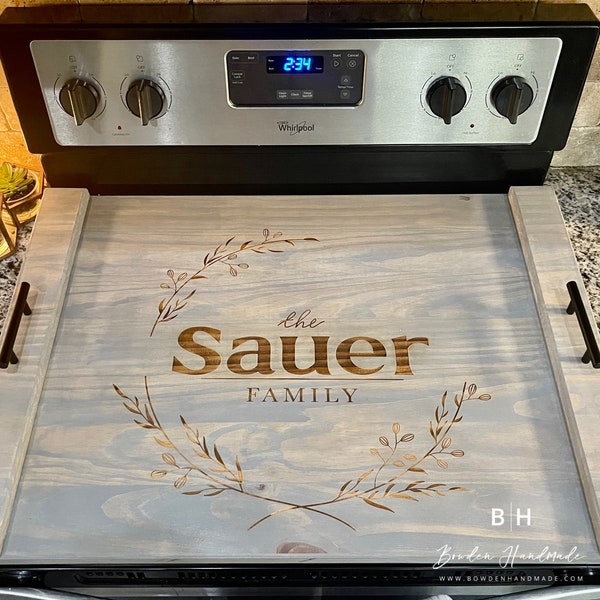 Engraved Stove Top Wood Cover - Etsy