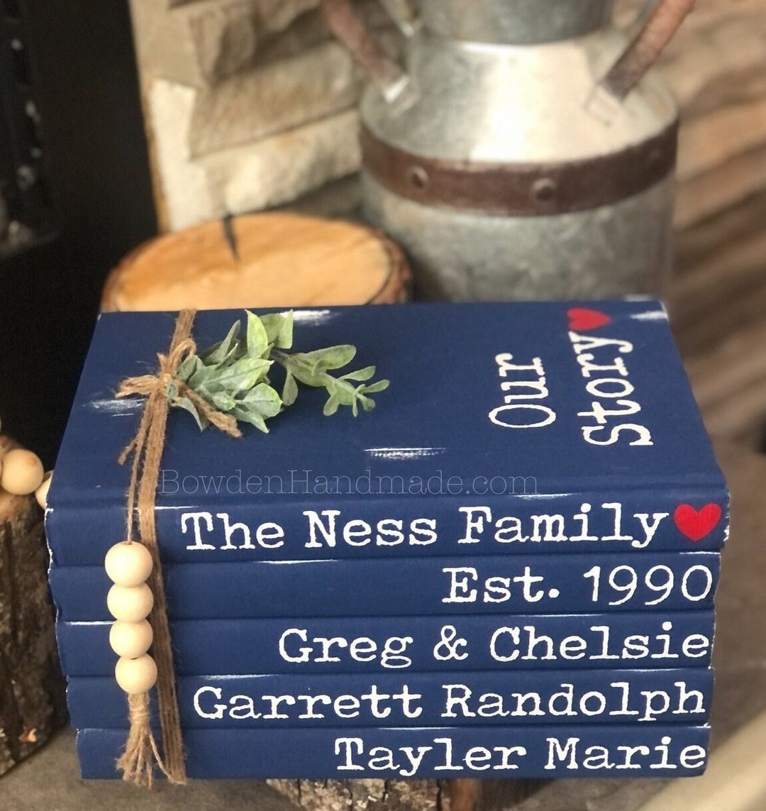 Family Name Hardback Book Stack - Etsy