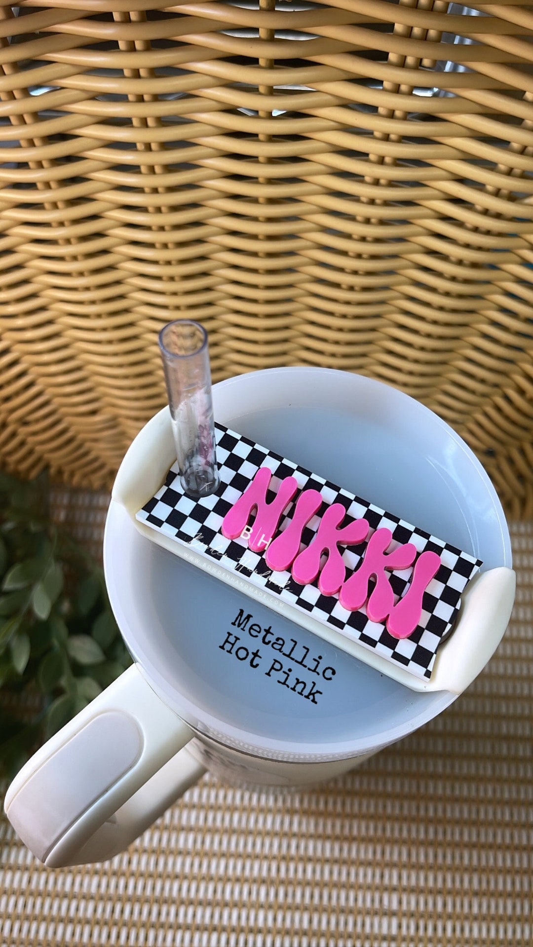 Stanley Lid Tag | Black/white Checkered | Name Plate Tag | Acrylic ...