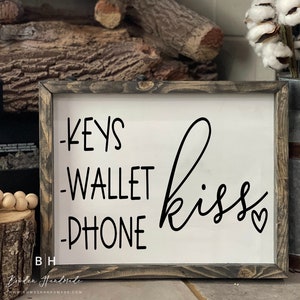 Home Décor Custom Wooden Sign Reminder Sign Phone Keys Wallet Reminder ...
