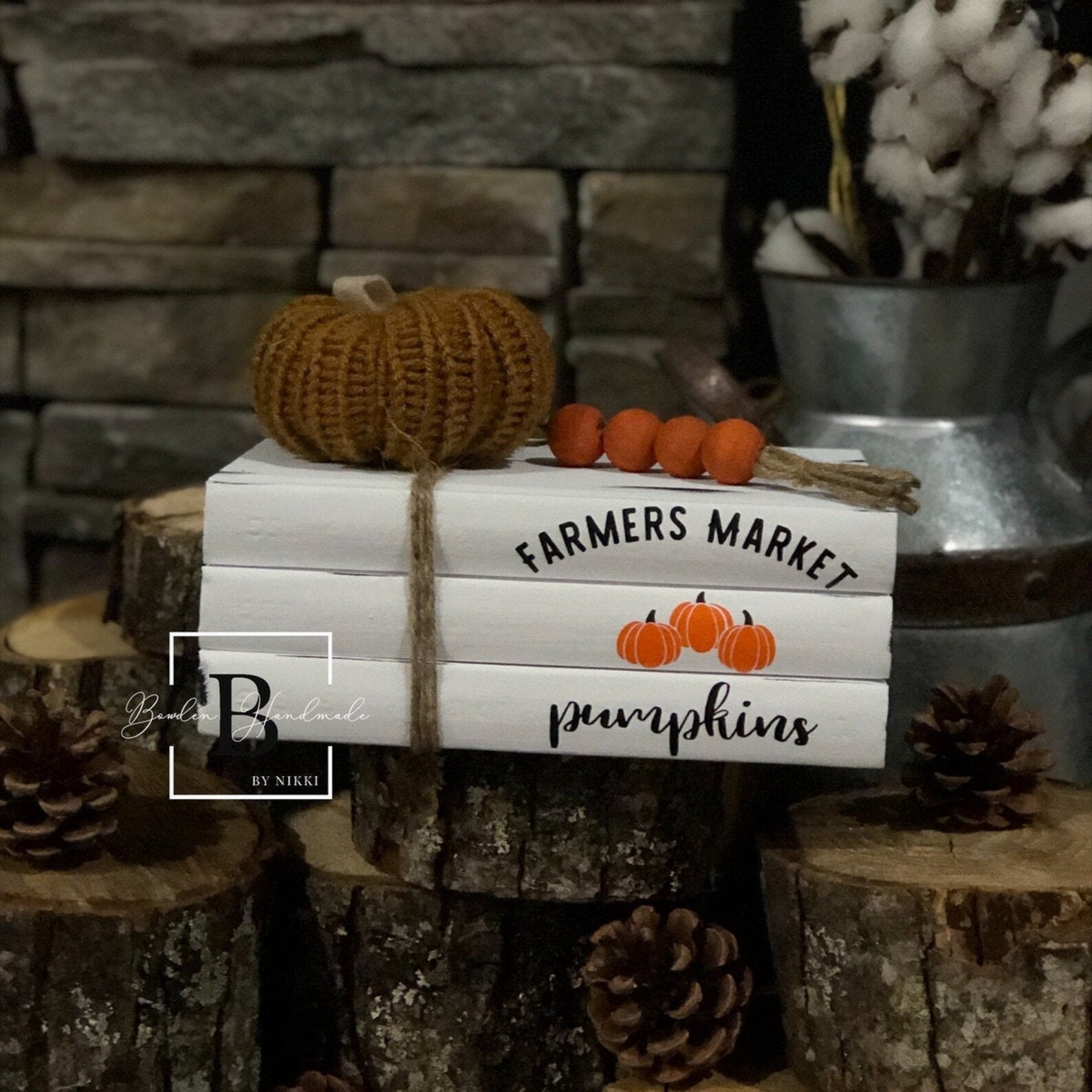 FALL Book Stacks Thankful Grateful Blessed Book Stacks | Etsy