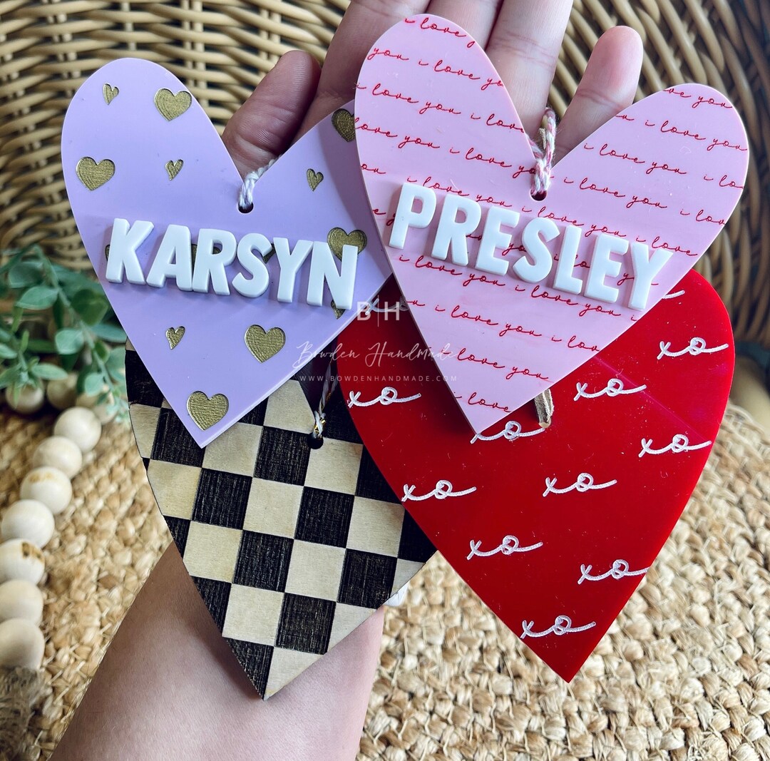 Valentine's Day Name Tags | Acrylic Heart Name Tags | Minimalist ...