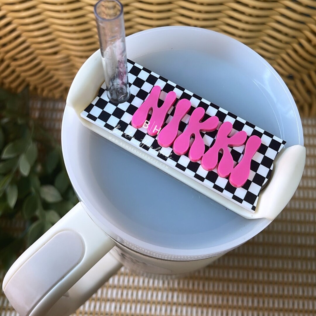 Stanley Lid Tag Black/white Checkered Name Plate Tag - Etsy