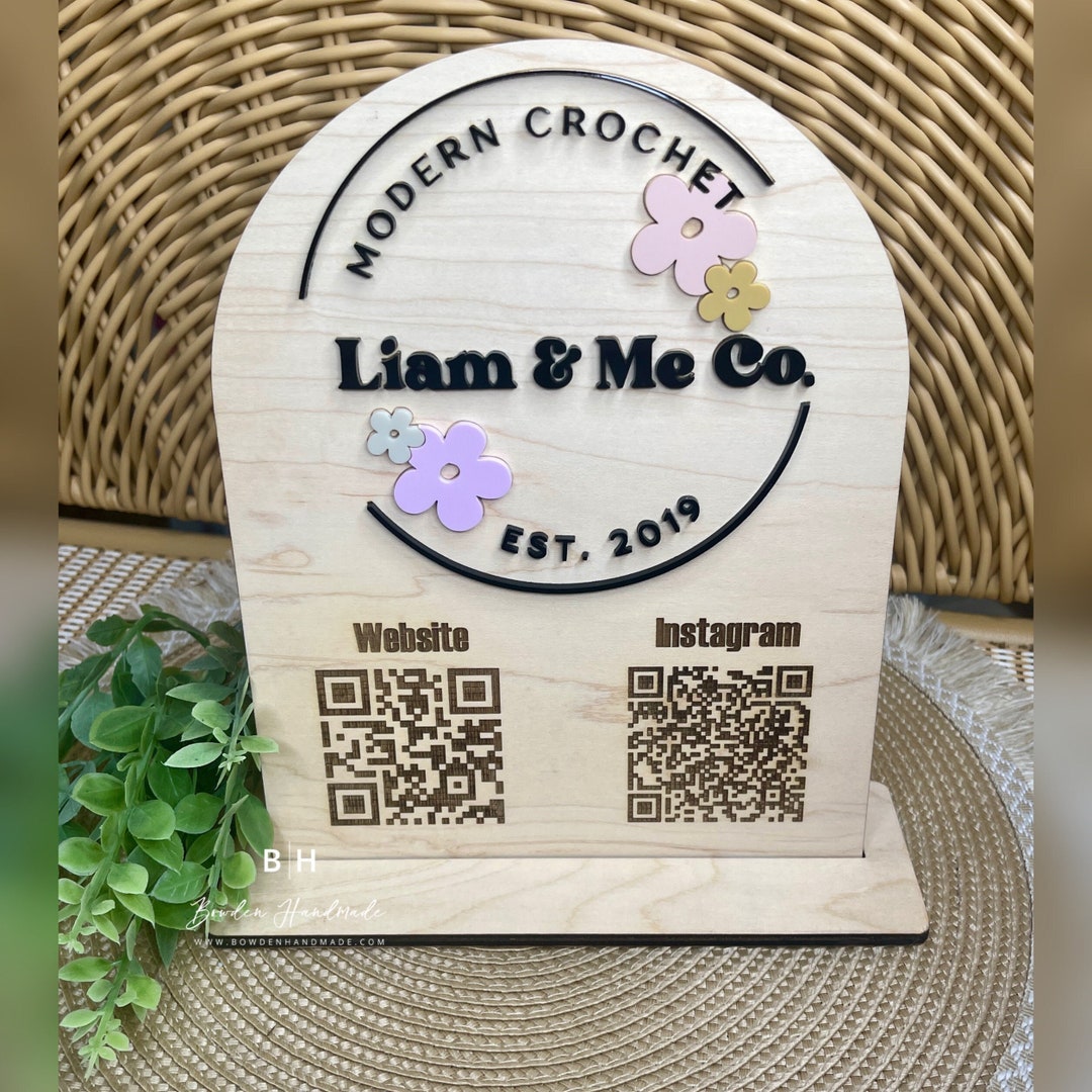 Arched QR Code Business & Social Media Sign | Custom Logo Sign ...