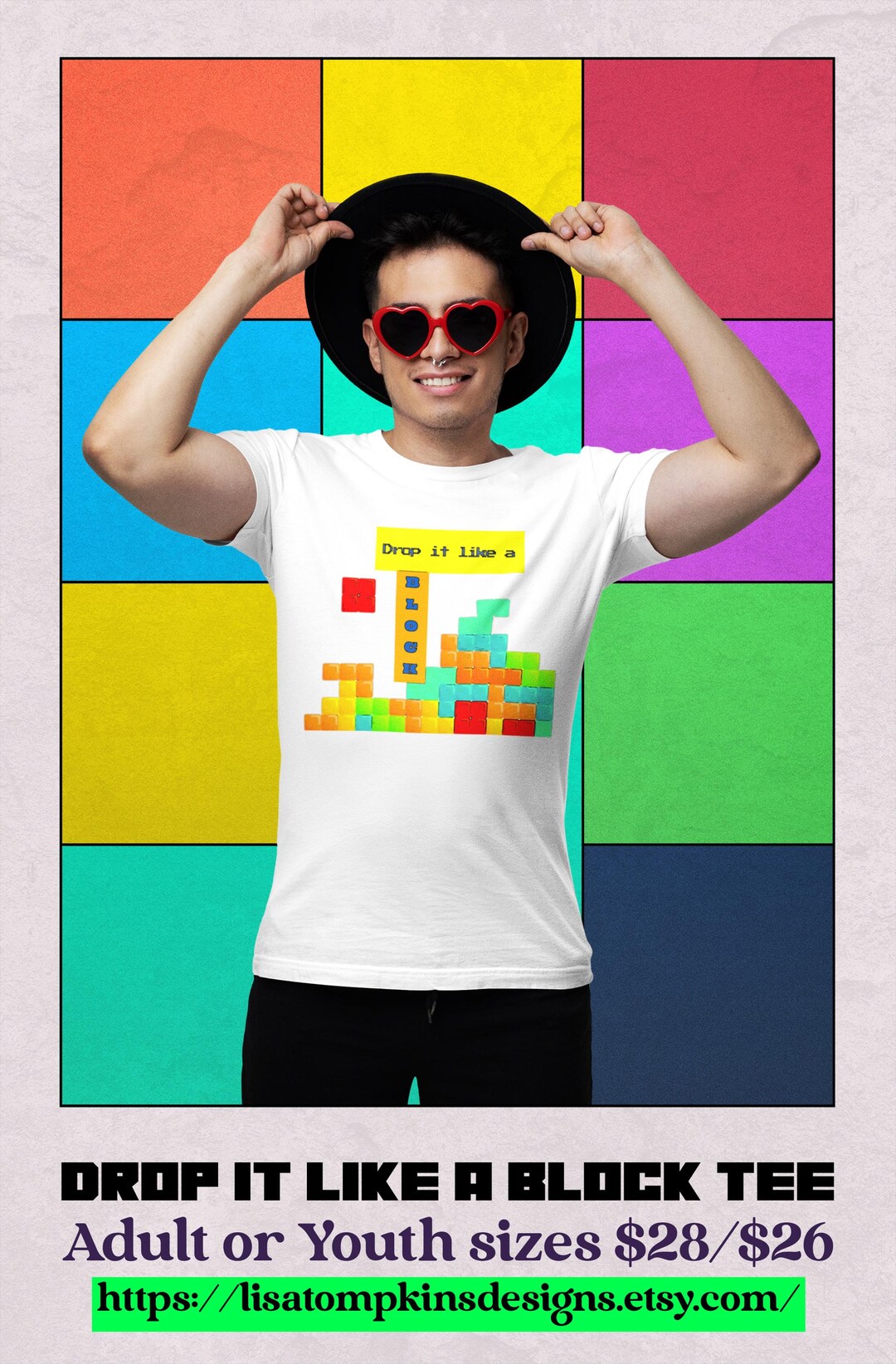 Adult Retro Shirt, Tetris Shirt,fun Tshirt, Vintage Vibe, Geeky Gift ...