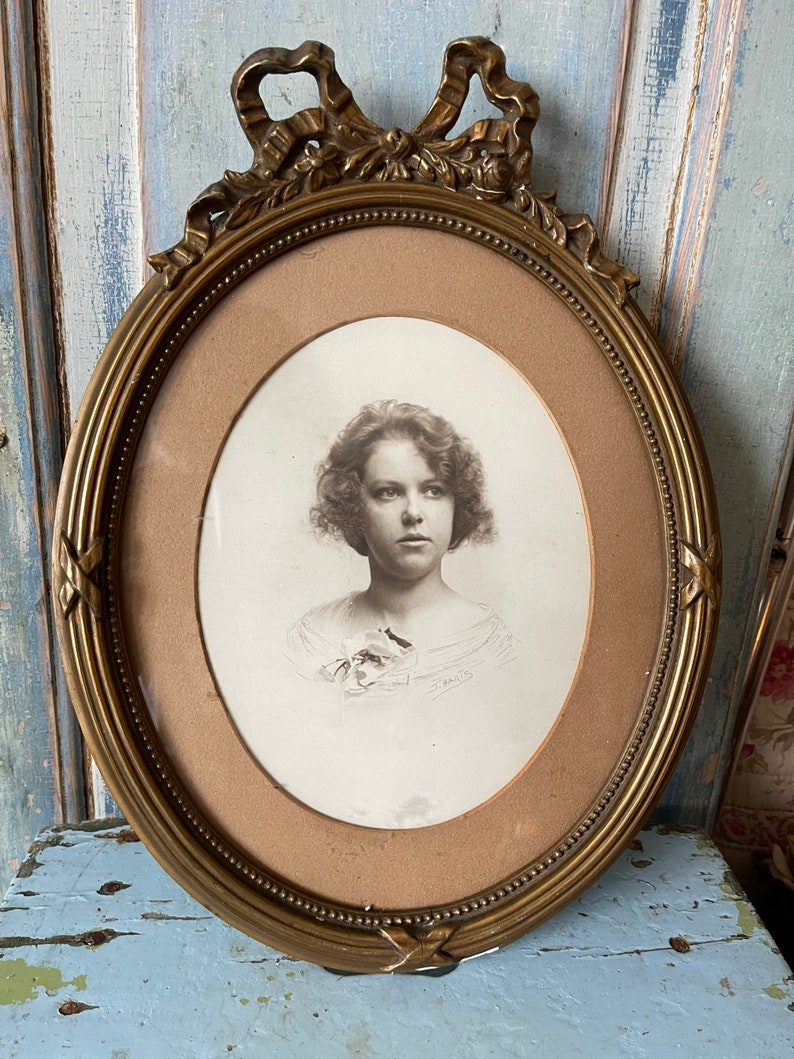 Antic Portret of a Dutch Young Lady, in a Beautiful Antic Frame, Copper ...