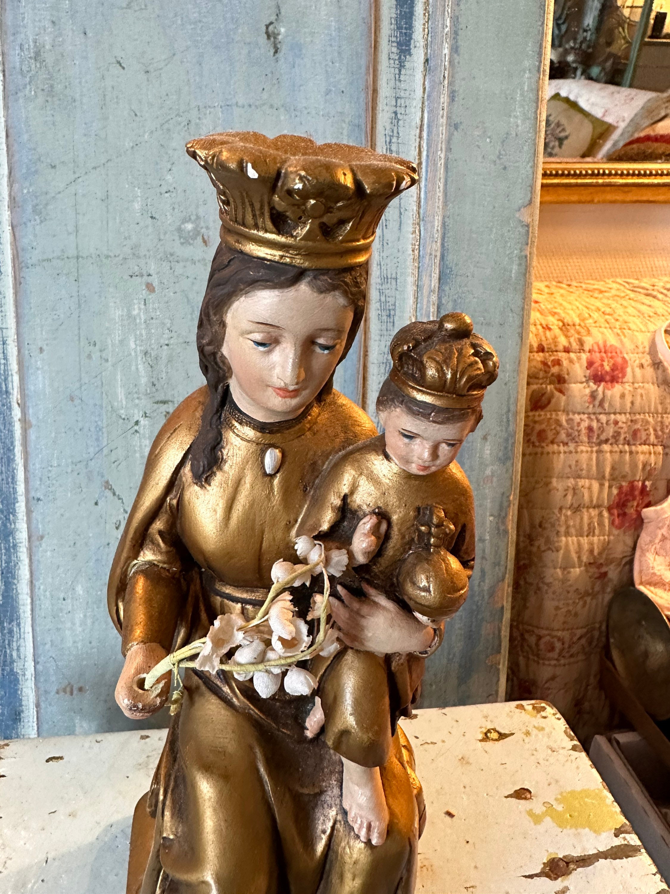 Old Statue of Maria and Her Child, Gold, Lovely Couple. - Etsy