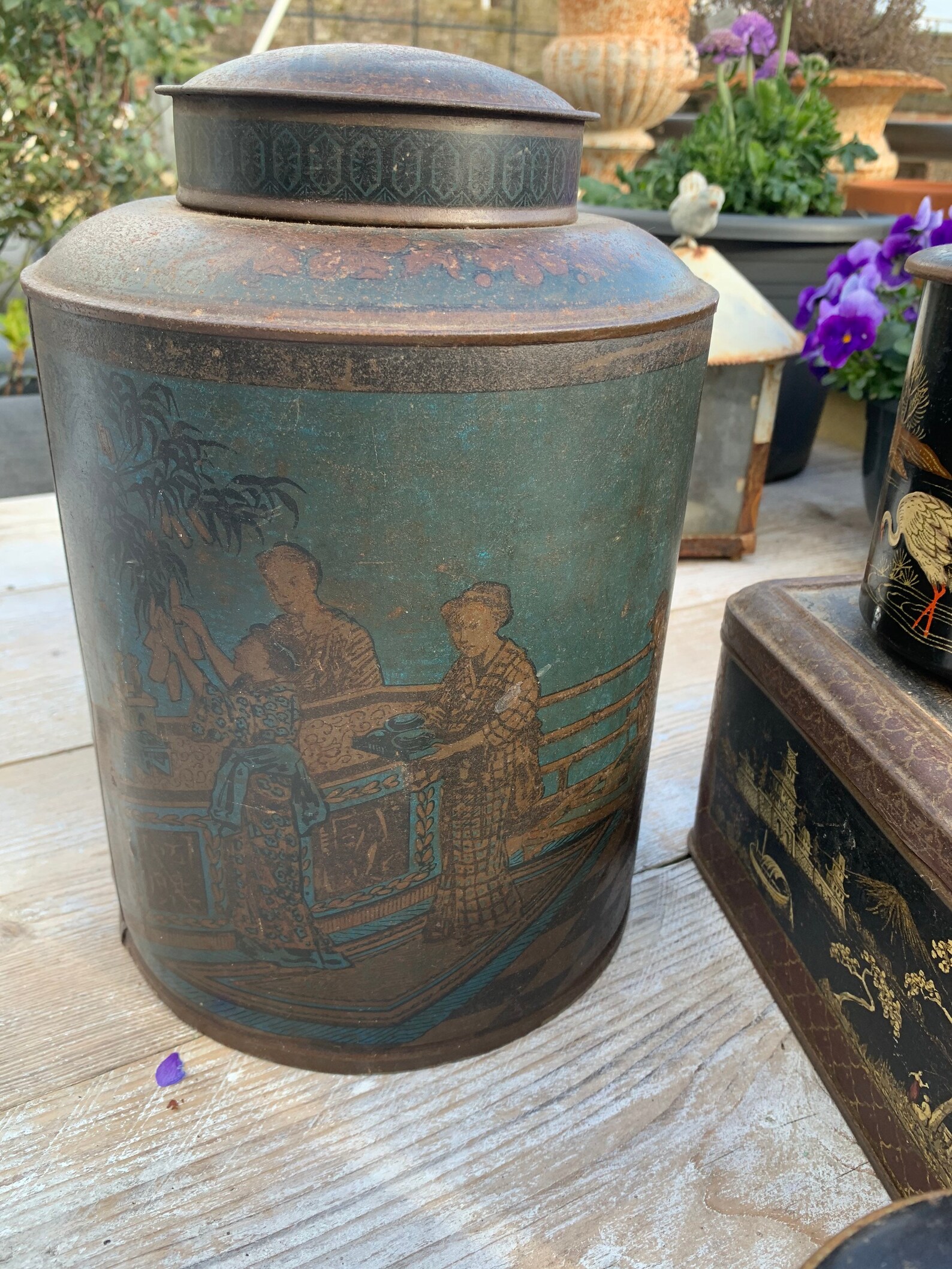 4 Beautiful Old Tea Containers From China the Biggest One is - Etsy