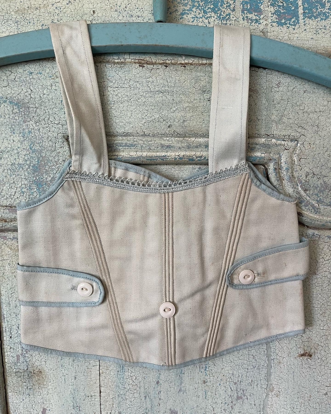 Little Old French Child Corset, Beautiful Pale , Old Blue - Etsy