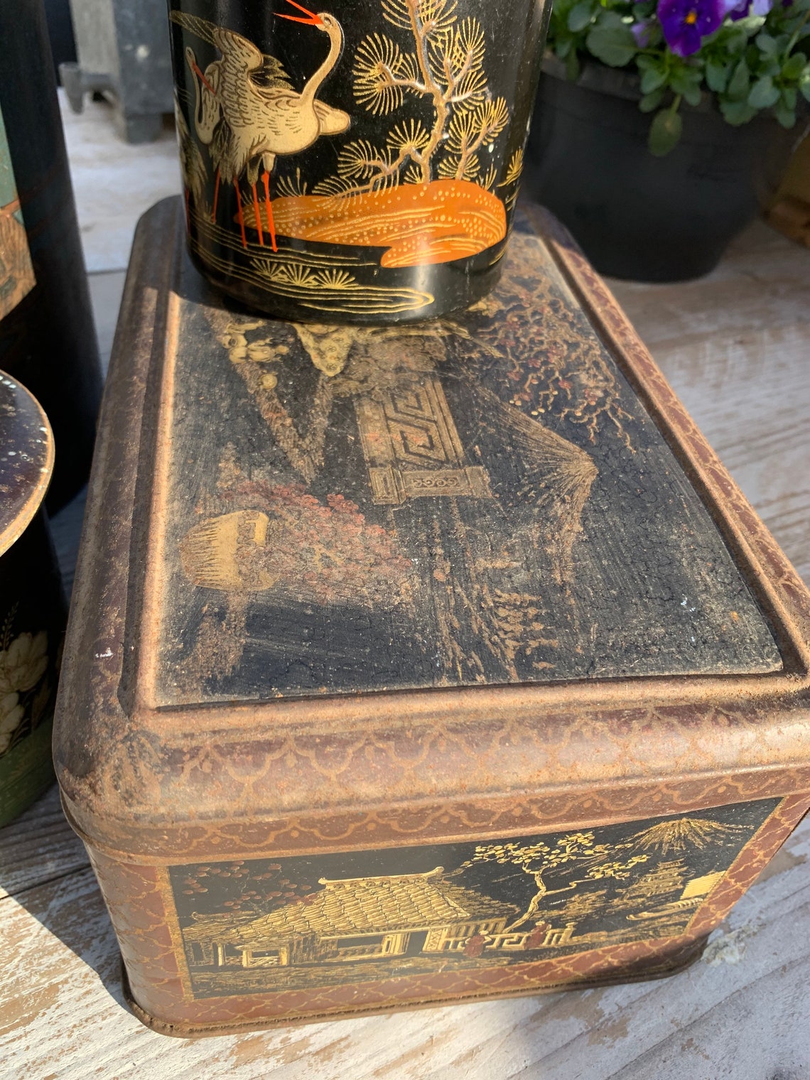 4 Beautiful Old Tea Containers From China the Biggest One is - Etsy