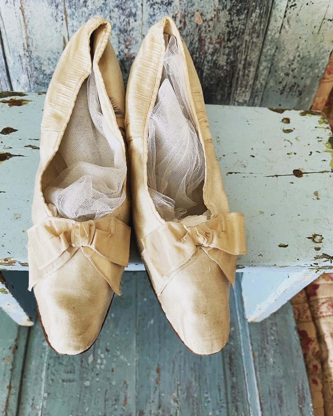 Antic French Shoes From Silk, Old White, Around 1920 - Etsy