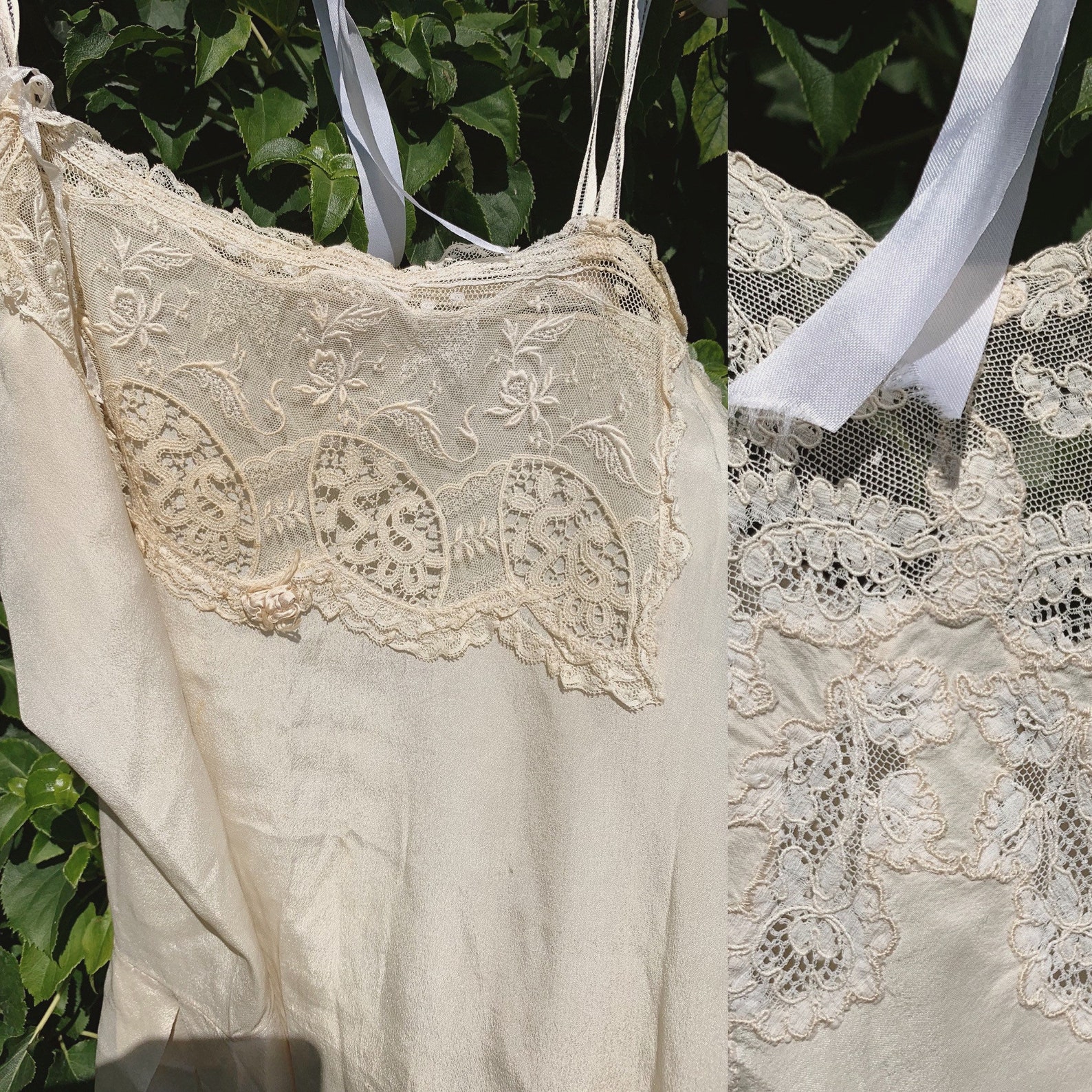 Antic French Camisole From Silk With Beautiful Old Lace - Etsy