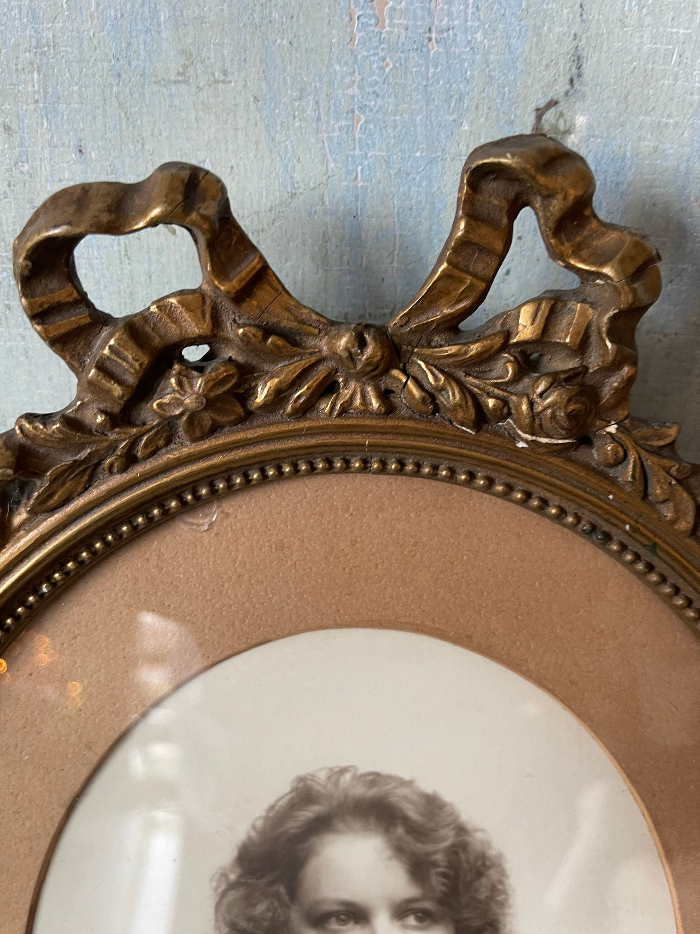 Antic Portret of a Dutch Young Lady, in a Beautiful Antic Frame, Copper ...