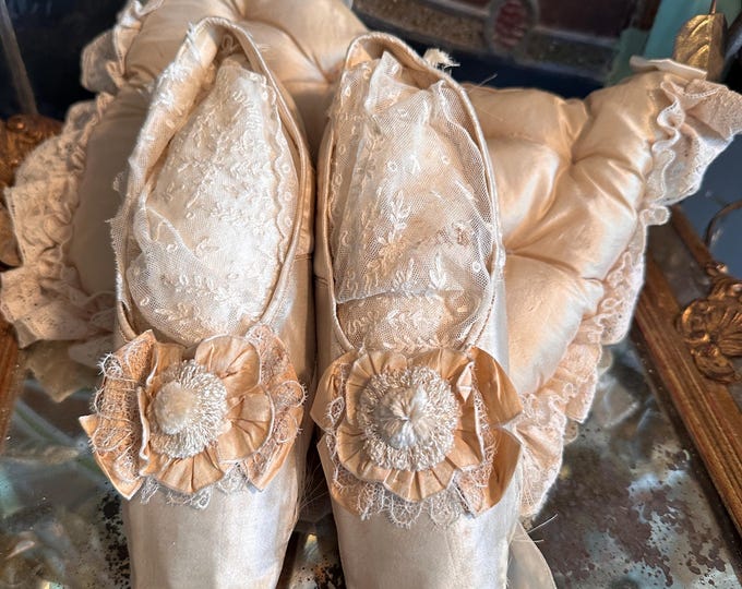 Antic French Bride Shoes, Silk - Etsy