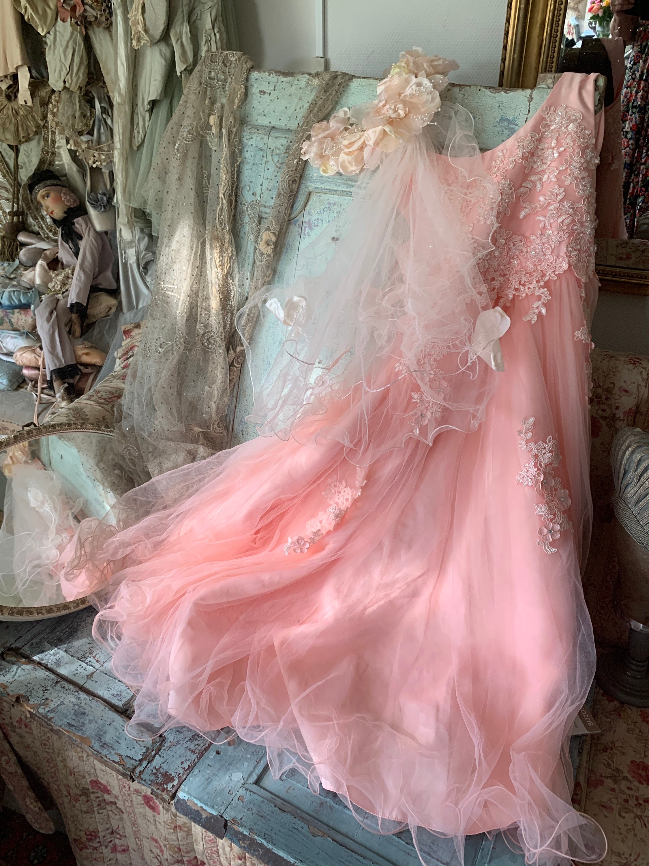 Over the Top Pink Pink : Promdress With a Flower Crown and | Etsy