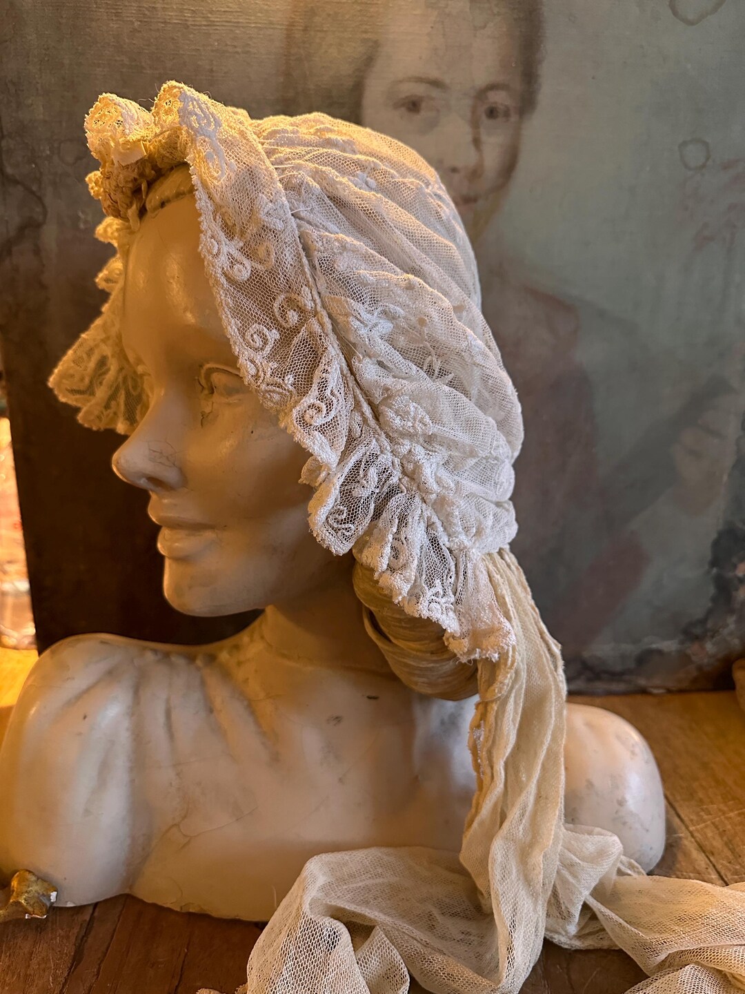 Antic French Sleeping Cap of Tulke With Embroidery - Etsy