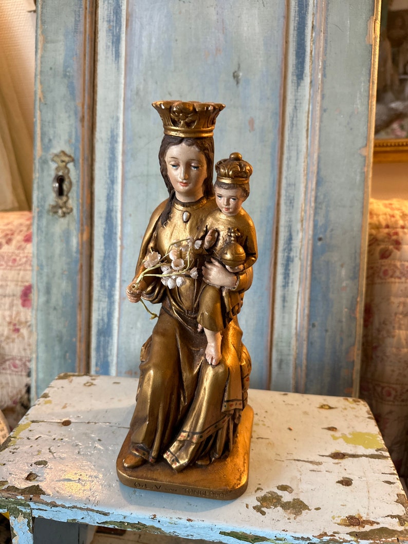 Old Statue of Maria and Her Child Gold Lovely Couple. - Etsy