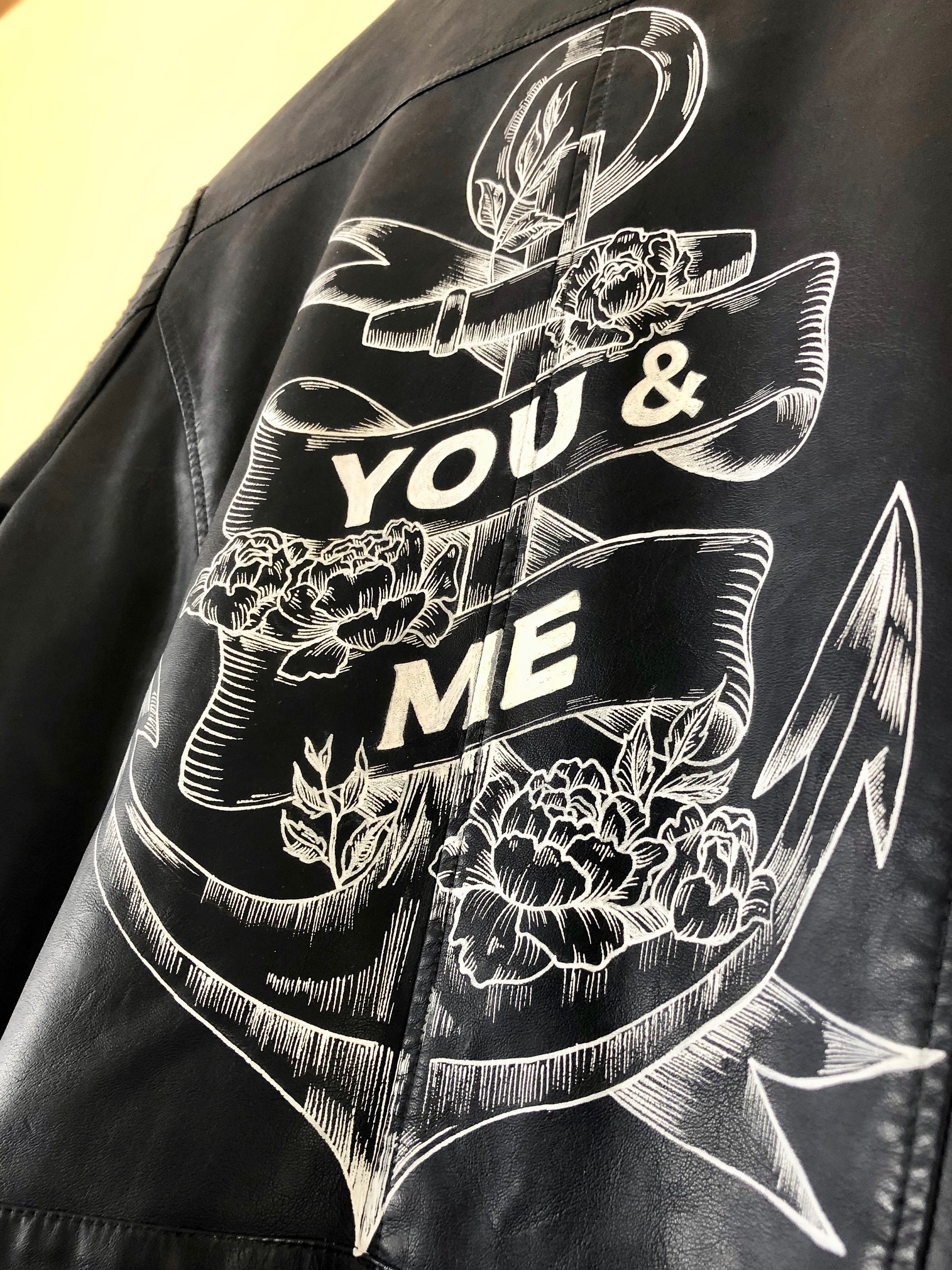 Hand Painted Jacket Custom Jacket Personalised Leather Jacket Wedding ...