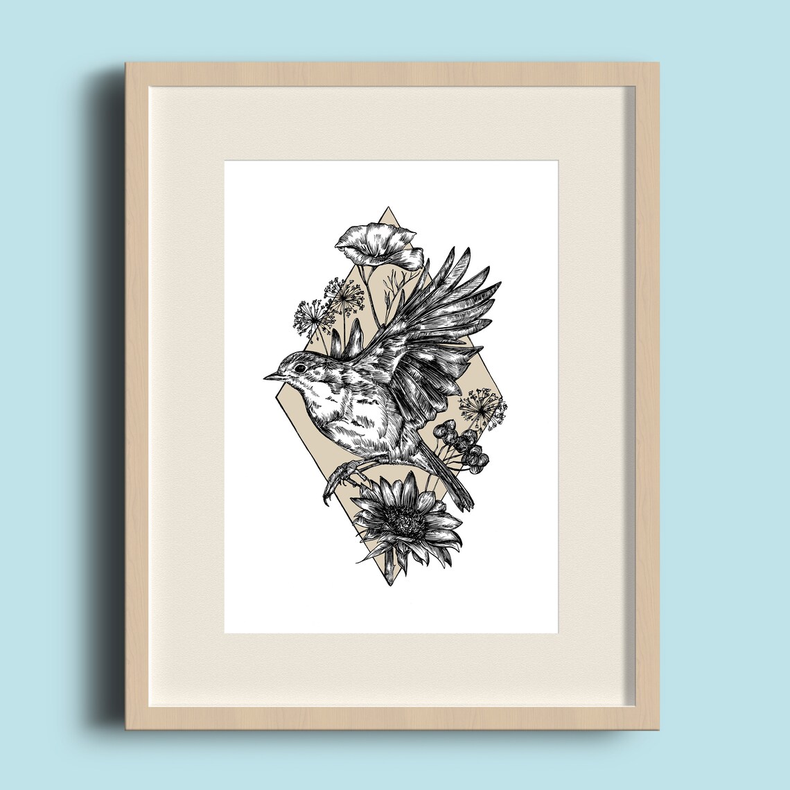 Robin Design Robin Illustration Print Hand Drawn Pen and Ink ...