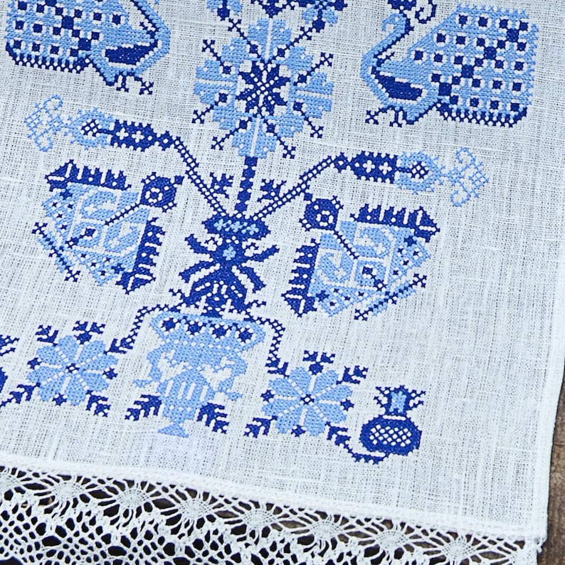 Ukranian Rushnyk / Wedding Rushnyk / Blue Embroidery/ | Etsy