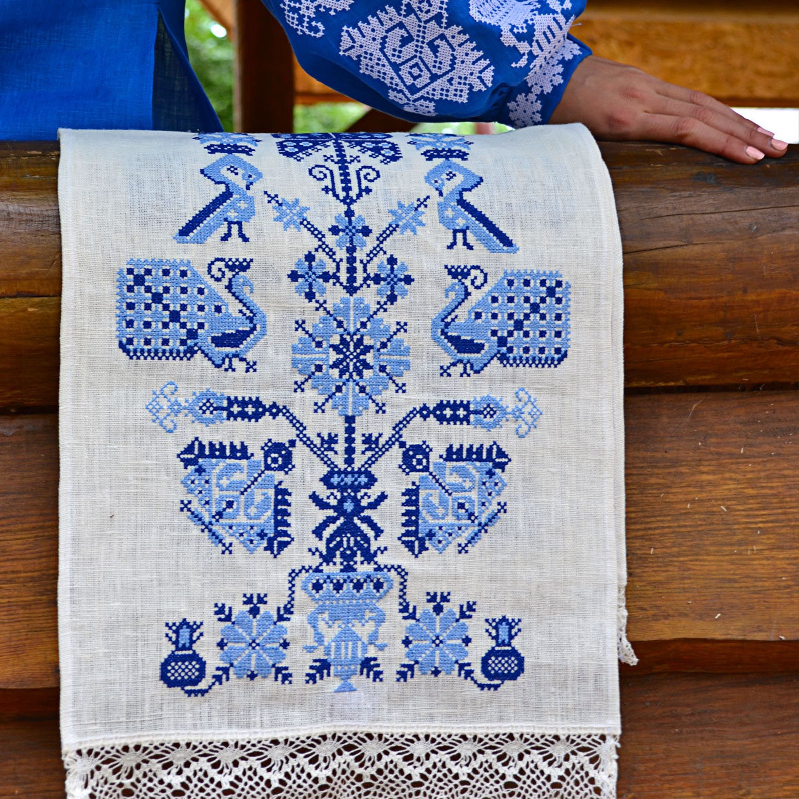 Ukranian Rushnyk / Wedding Rushnyk / Blue Embroidery/ | Etsy