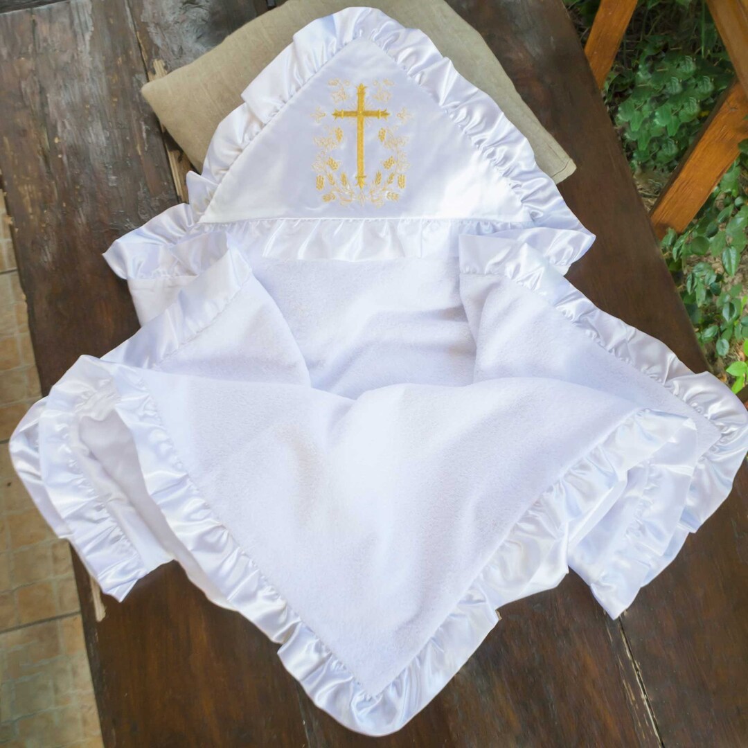 Baby Christening Cotton Blanket With an Embroidered Cross - Etsy