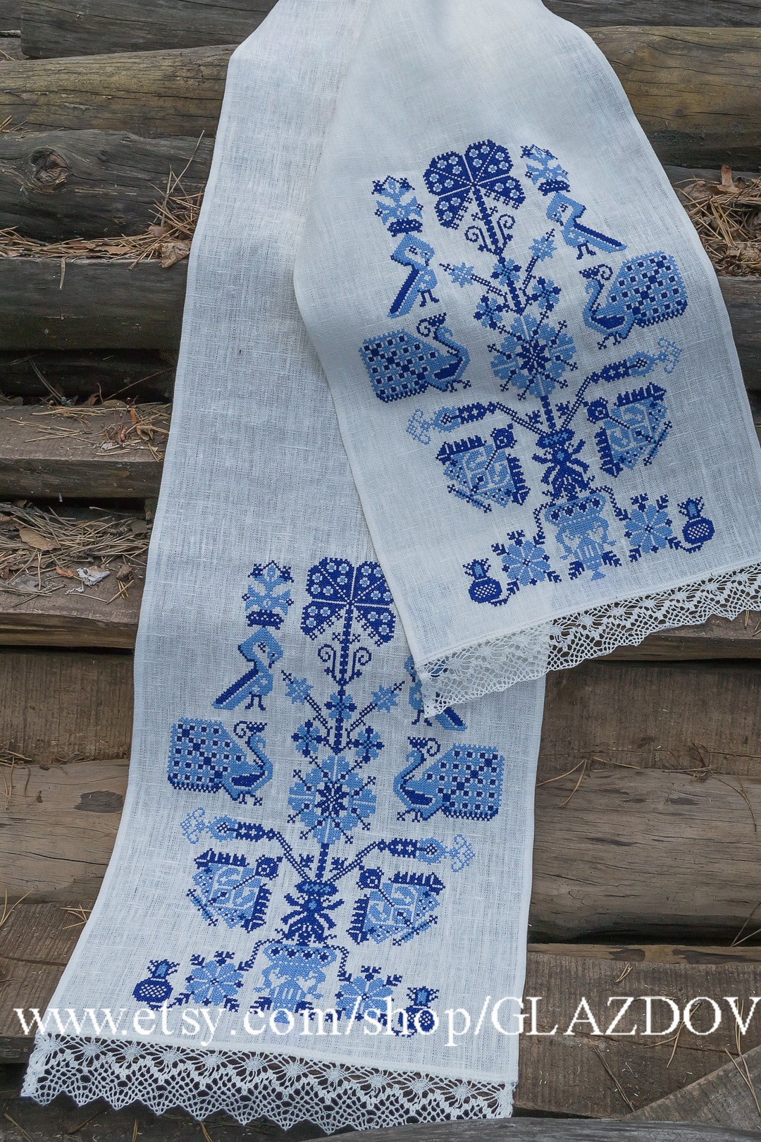 Ukranian Rushnyk / Wedding Rushnyk / Blue Embroidery/ Ukrainian ...