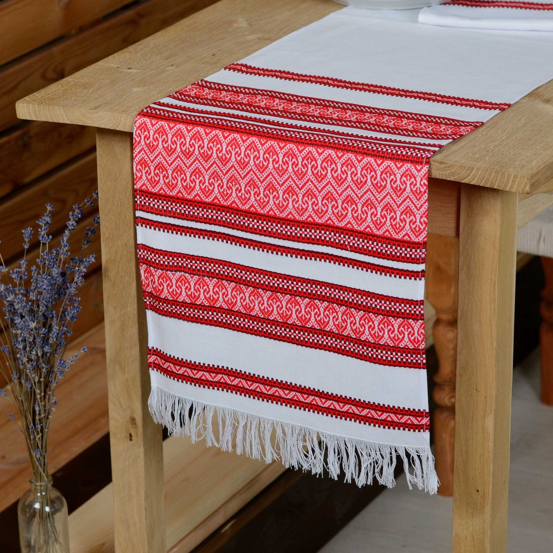 Traditional Ukrainian Tablerunner With a Red-black Ornament. - Etsy