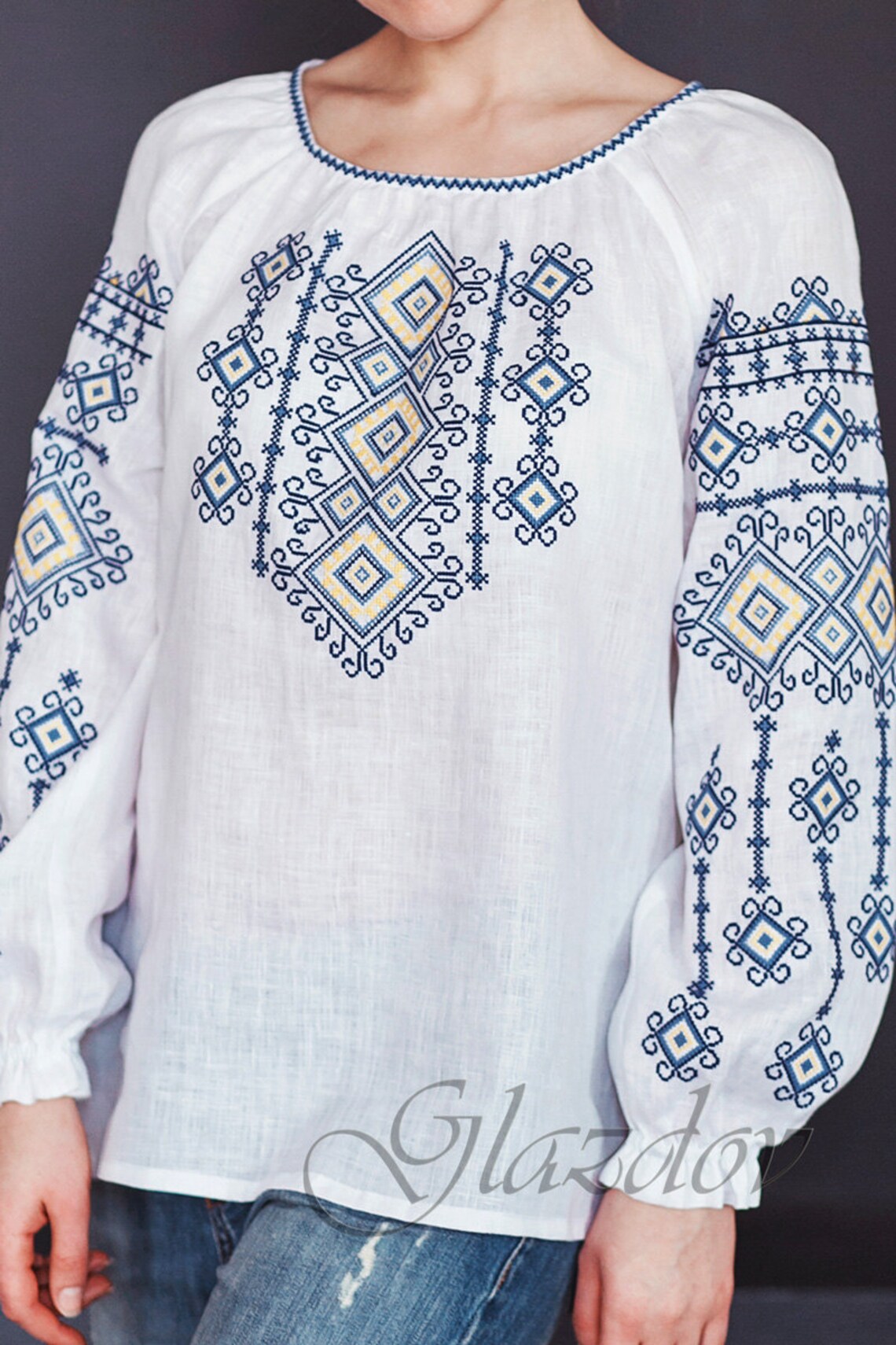 Embroidered Ukrainian Blouse Ukrainian Vyshyvanka Linen - Etsy